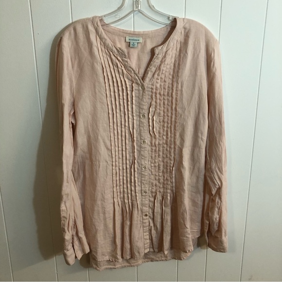 Sundance | Tops | Sundance Pleated Linen Light Pink Button Up Shirt M ...